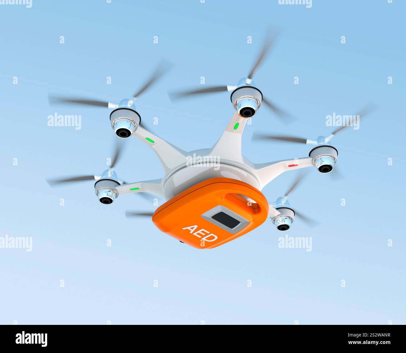 AED-equipped drone concept for emergency rescue operations Stock Photo ...