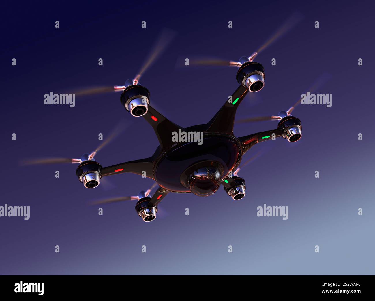 Aerial photography Hexacopter flying in the night sky Stock Photo - Alamy