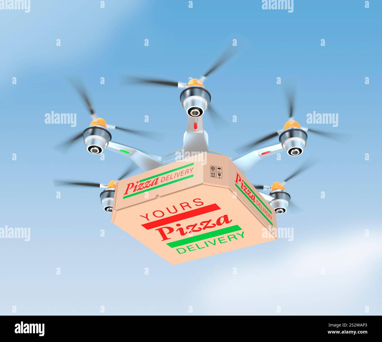 Unmanned piloted helicopter during pizza delivery Stock Photo - Alamy