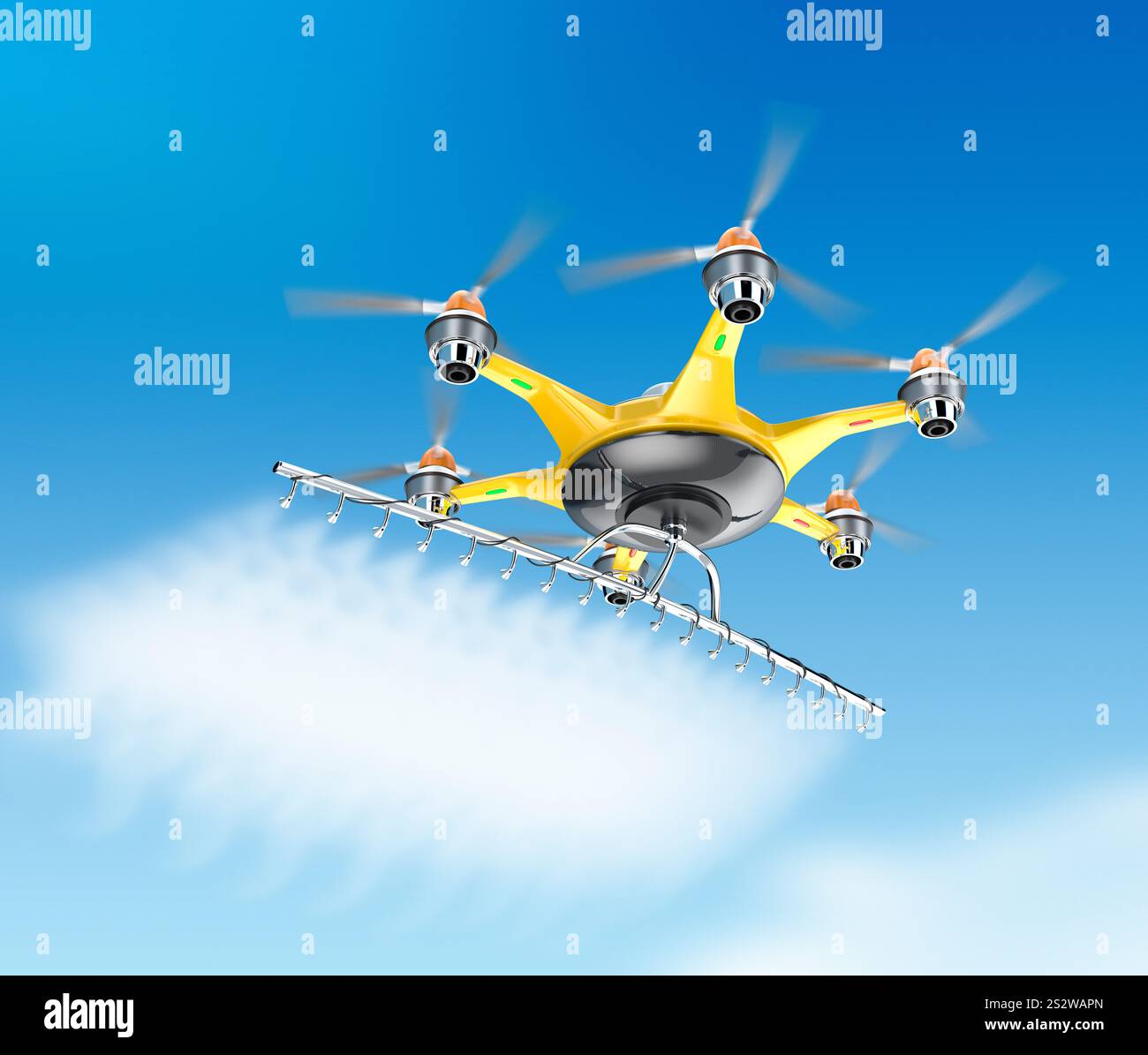 Drone aerial spraying of pesticides Stock Photo - Alamy