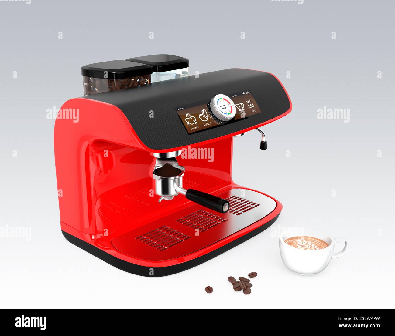 Red Large espresso machine, original design Stock Photo - Alamy