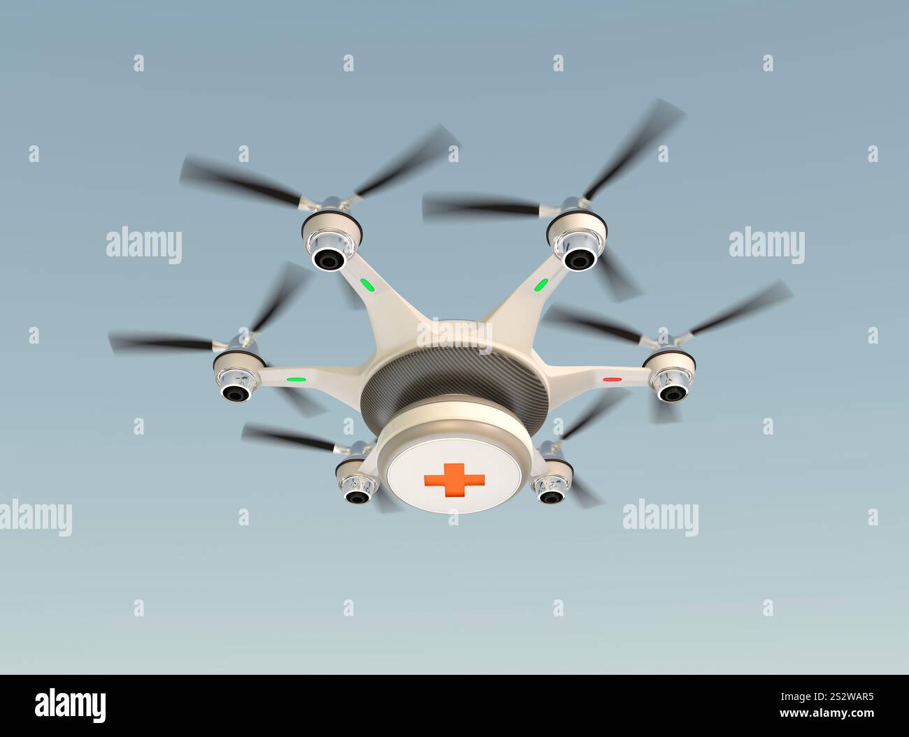 Drone dropping first aid kit. High-speed rescue support concept Stock ...