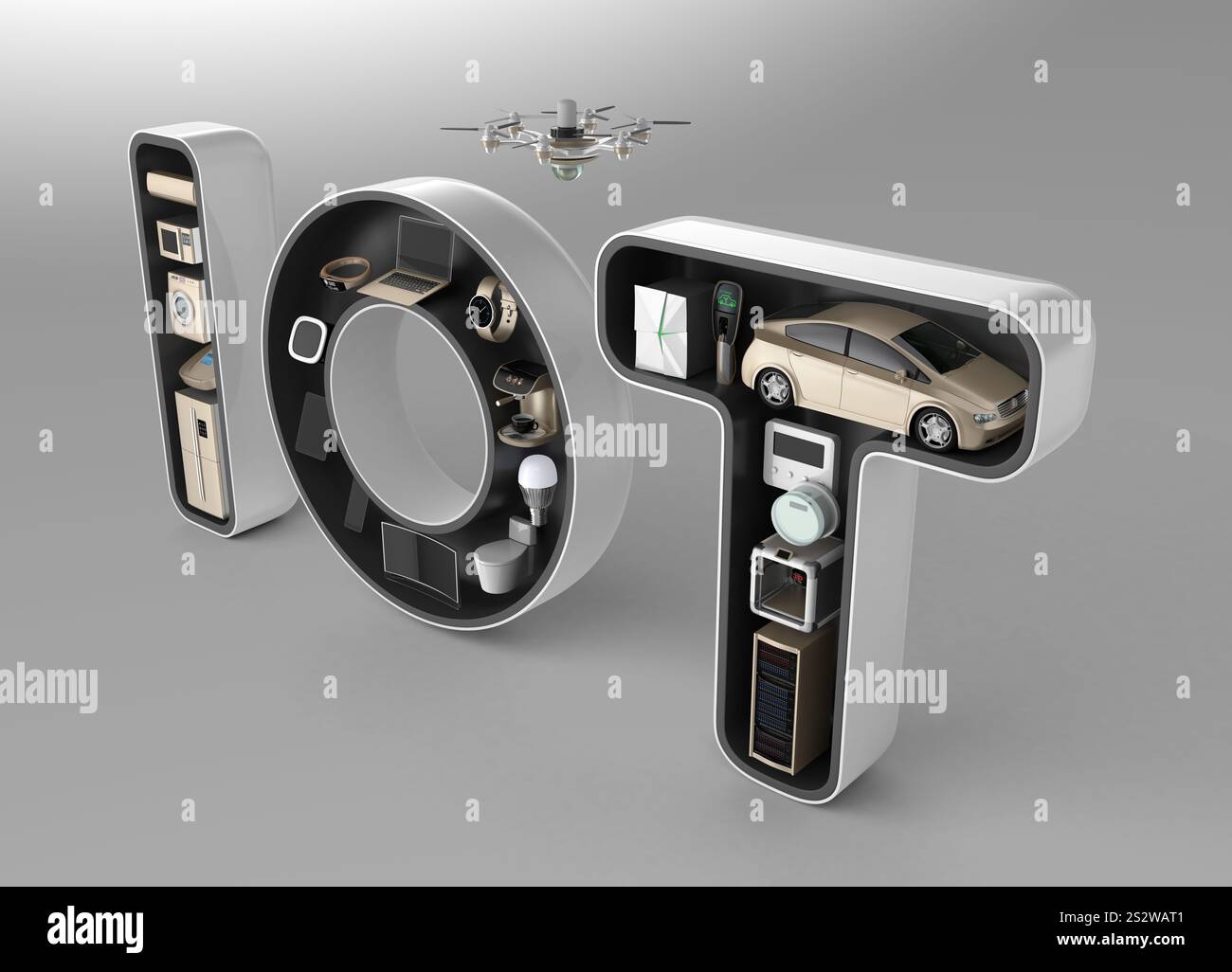 Smart appliances in IOT letters. Internet concept of things in our ...