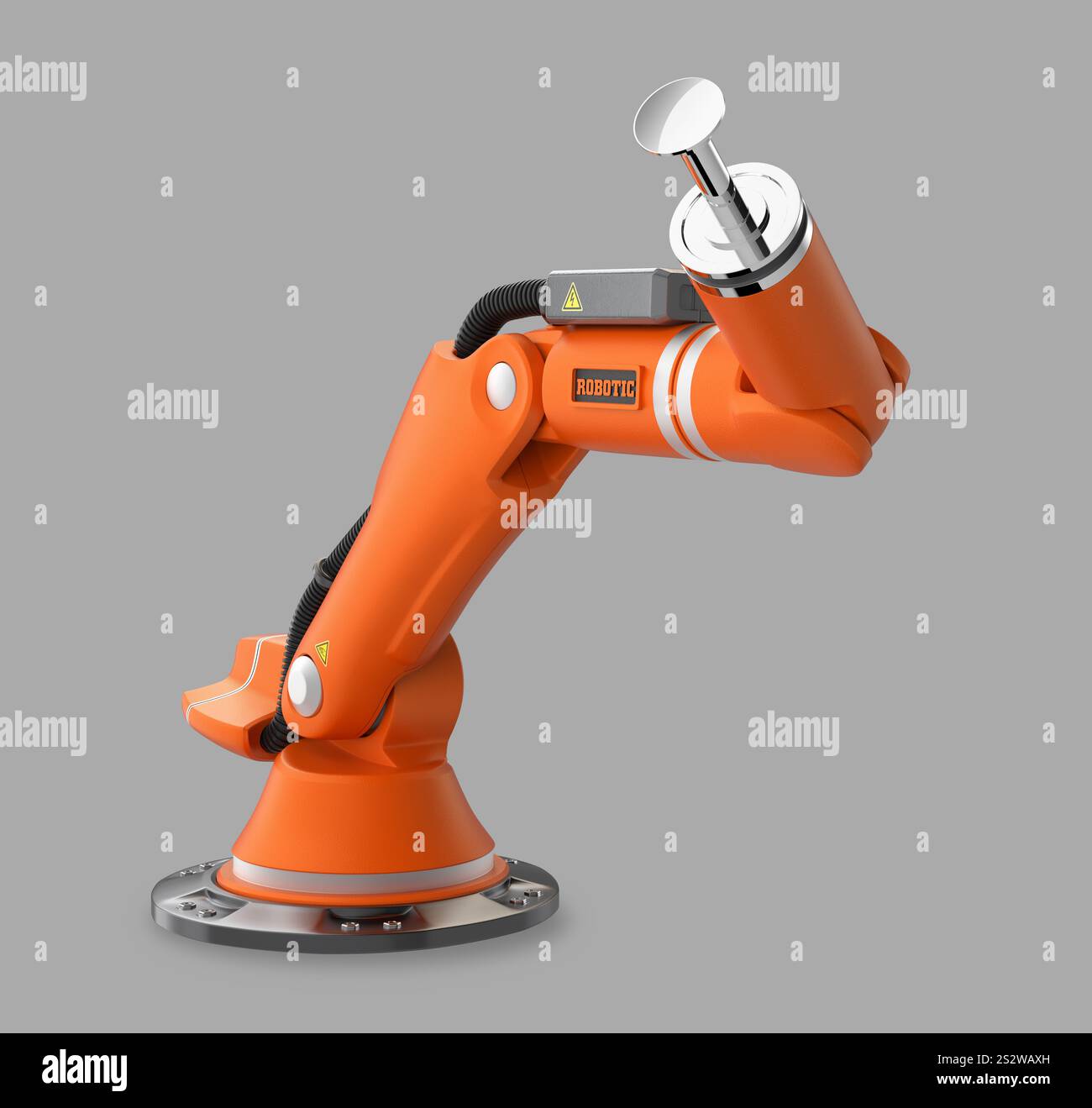 Orange robotic arm Stock Photo - Alamy