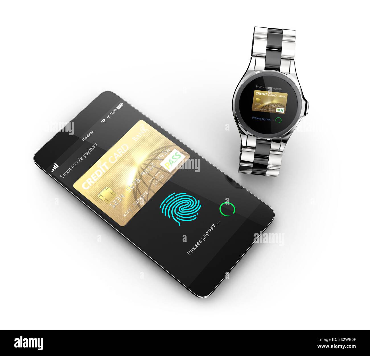 Smartphone and smartwatch in the field online shopping concept Stock ...