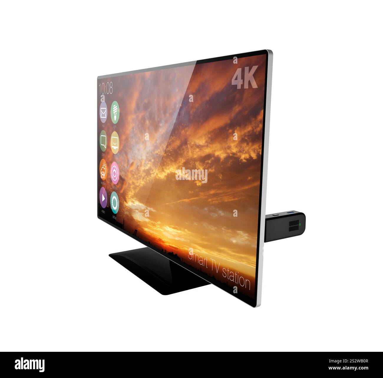 4K flat panel TV with stick PC plugged in Stock Photo - Alamy