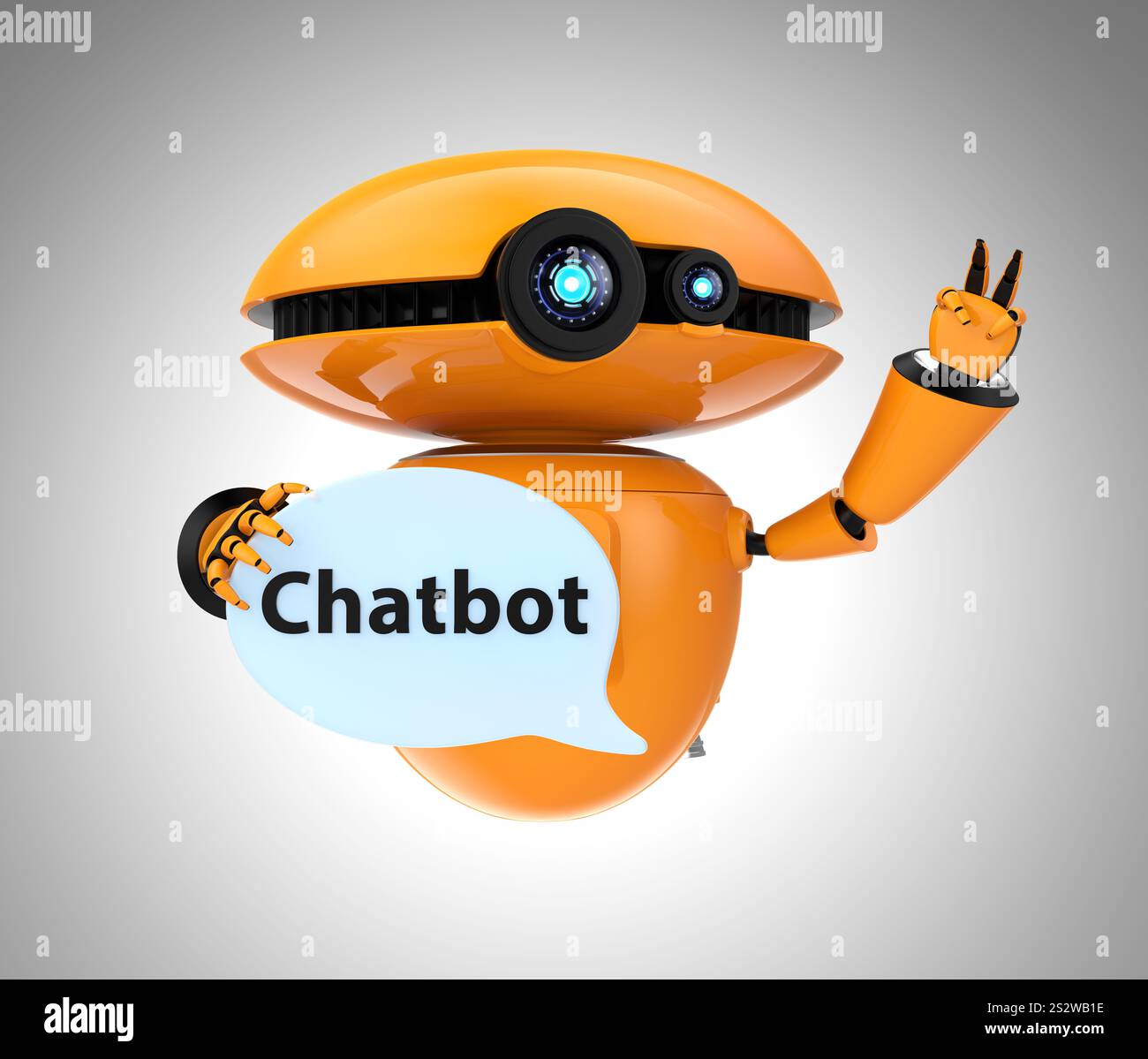 Orange robot. Concept image of chartbot Stock Photo - Alamy
