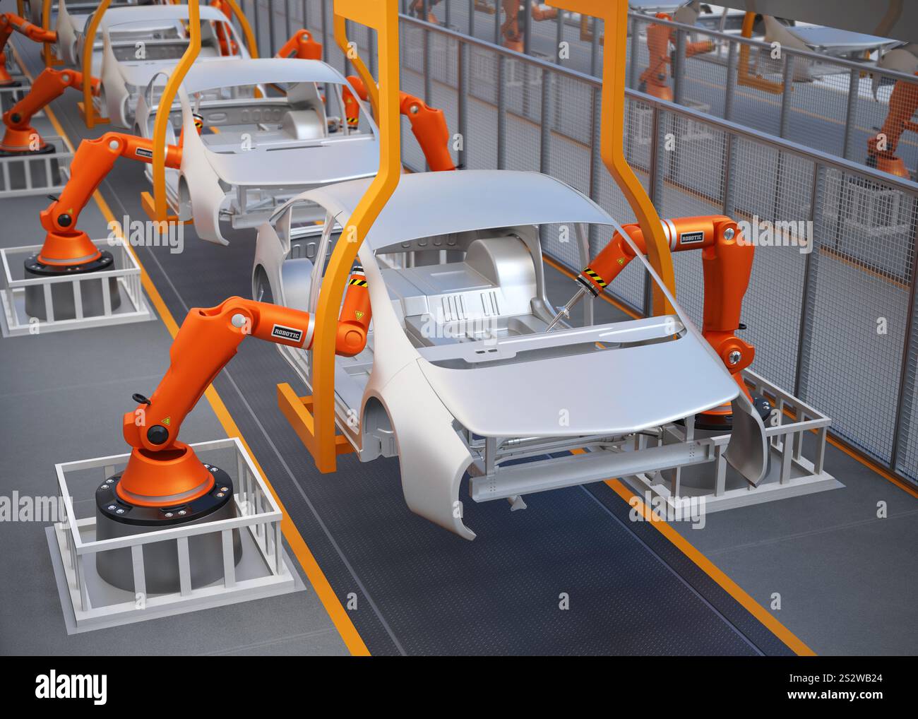 Image of an electric vehicle assembly plant; 3D rendered image Stock ...