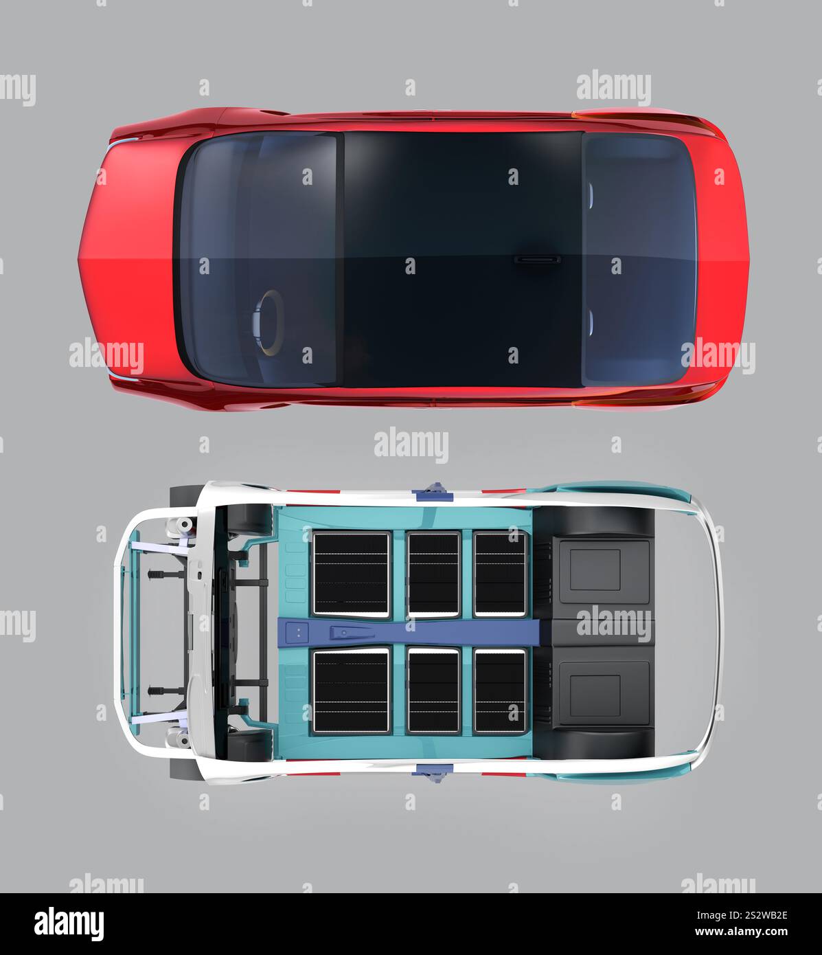 Electric vehicle frame, transmission and battery structure seen from ...