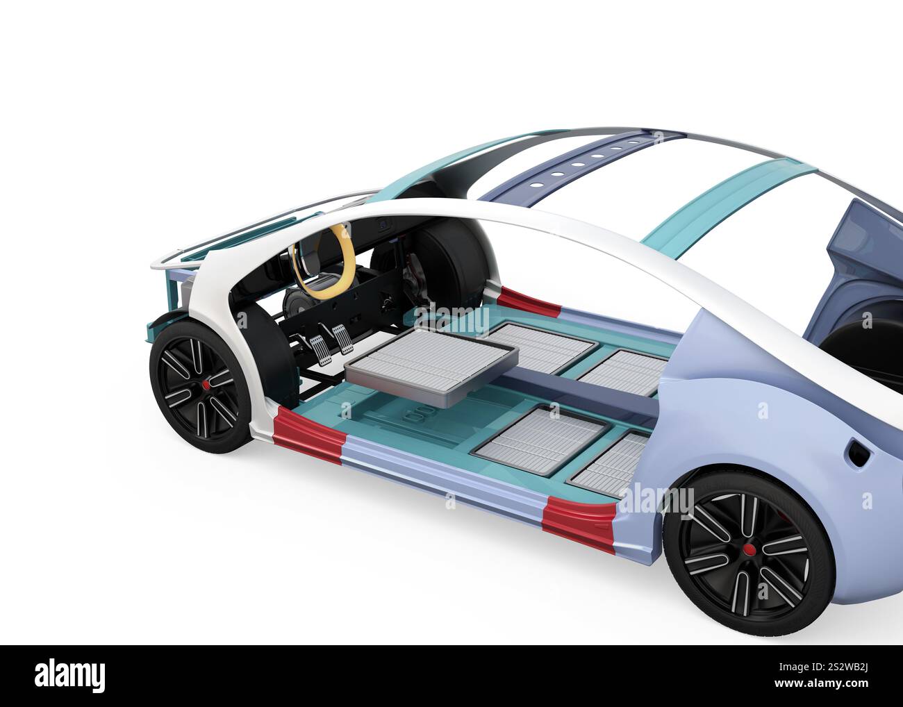 Structural image of electric vehicle frame, transmission and battery ...
