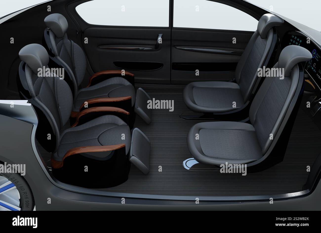 Automated vehicle layout with swivelable front seats and reclining ...