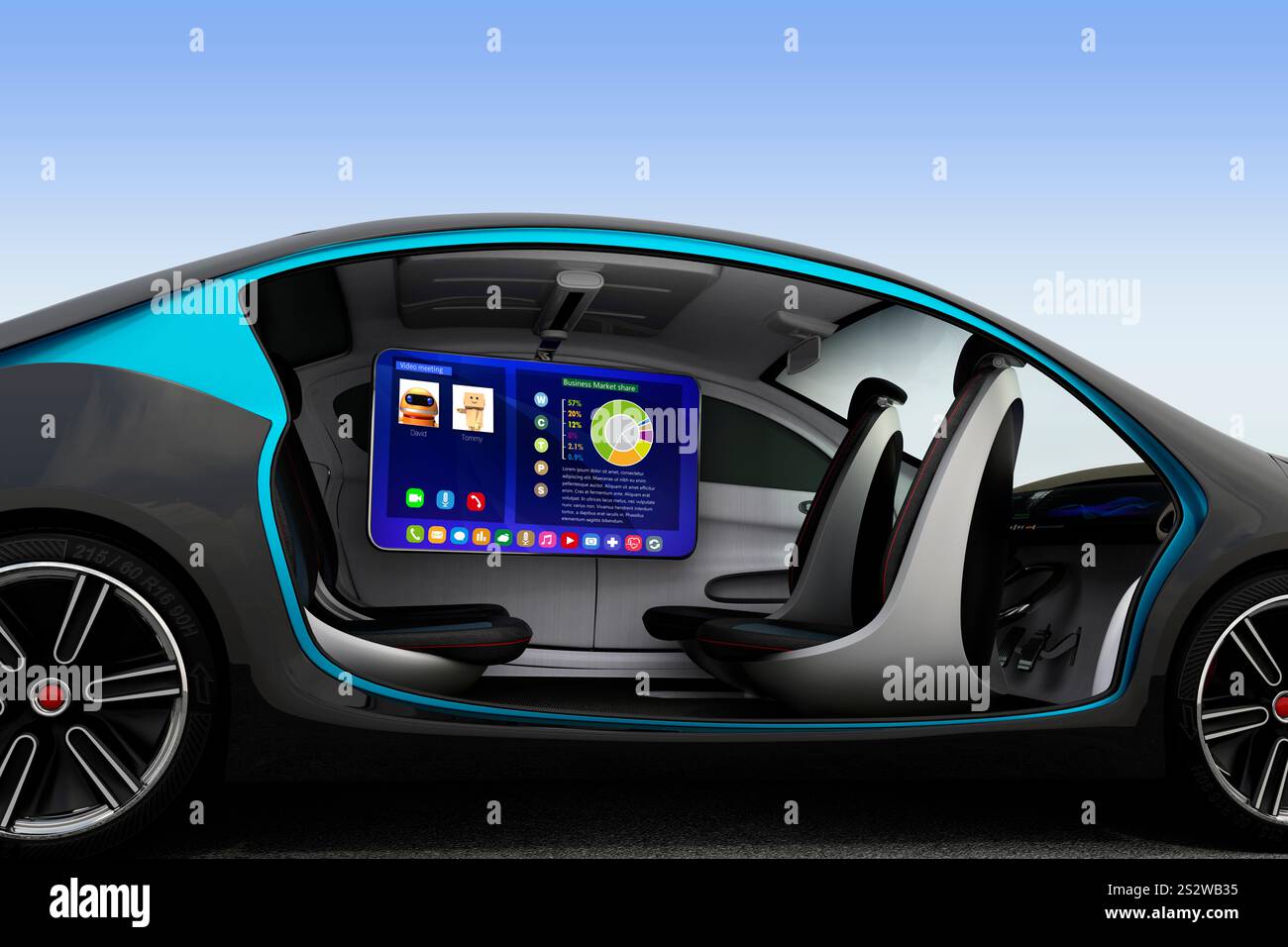 Image of videoconferencing on a ceiling-suspended monitor in an ...