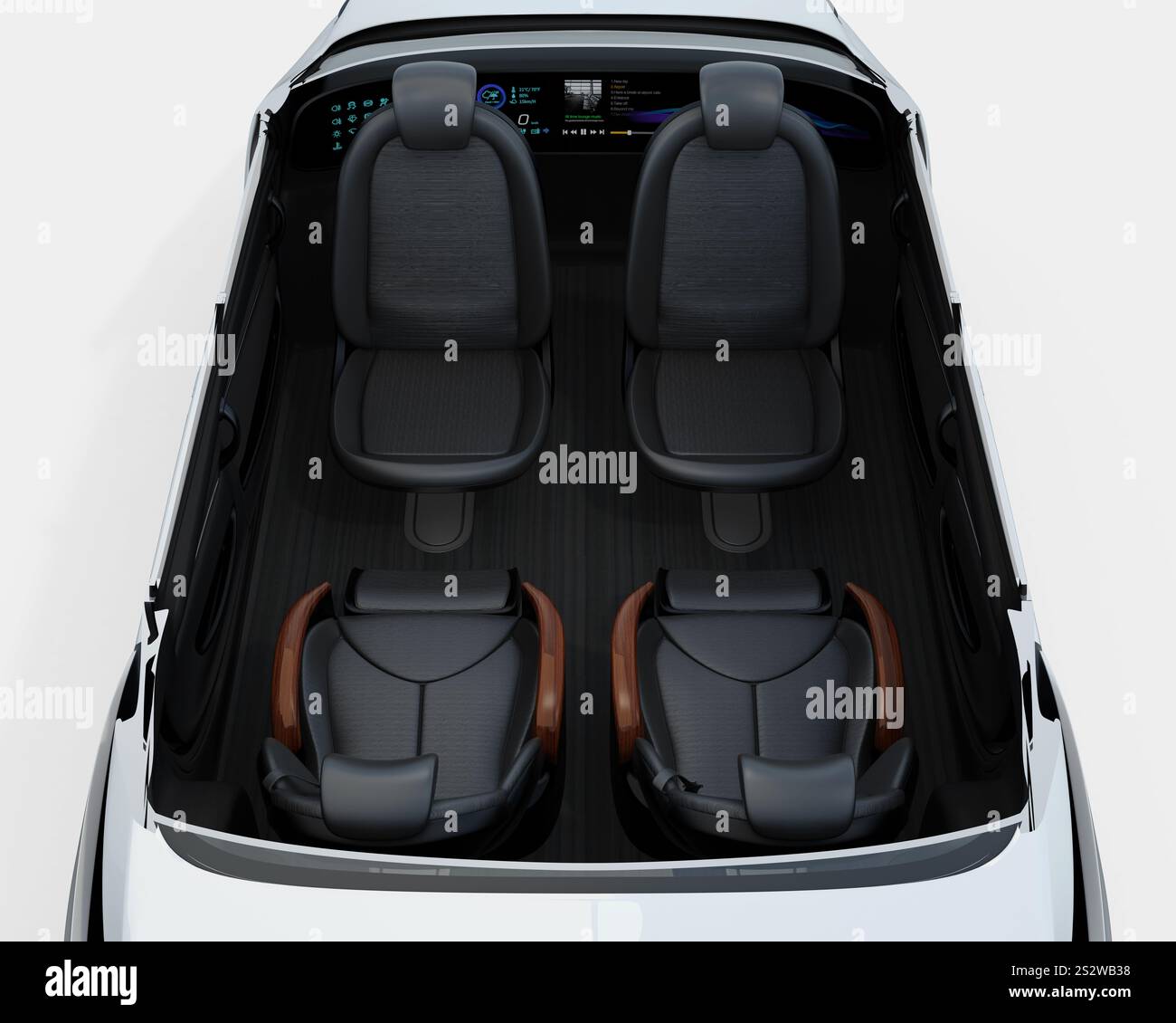 Image of a cutaway model of the seat layout of an automated car, seen ...