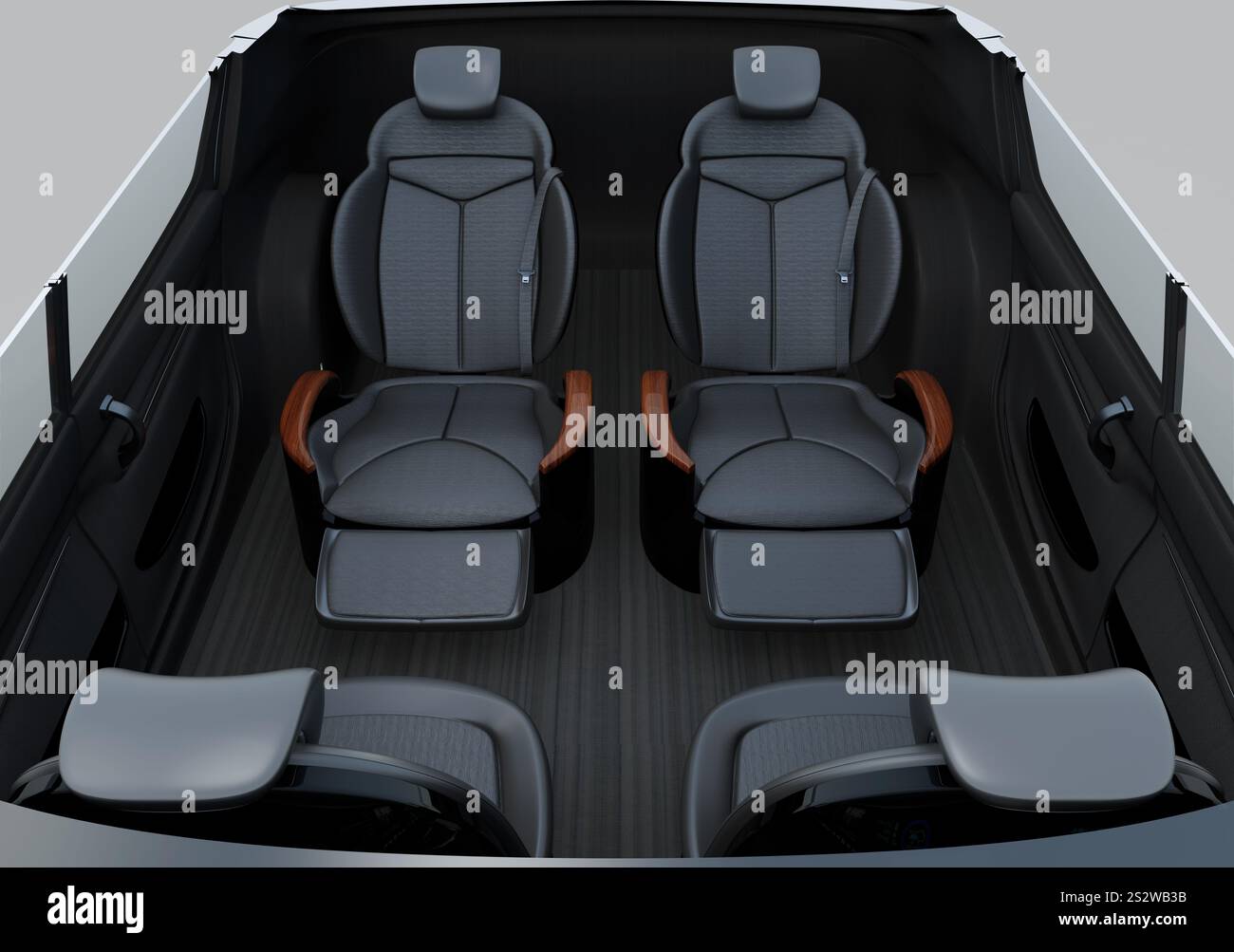 Cutaway model image of the seat layout of an automated vehicle, viewed ...