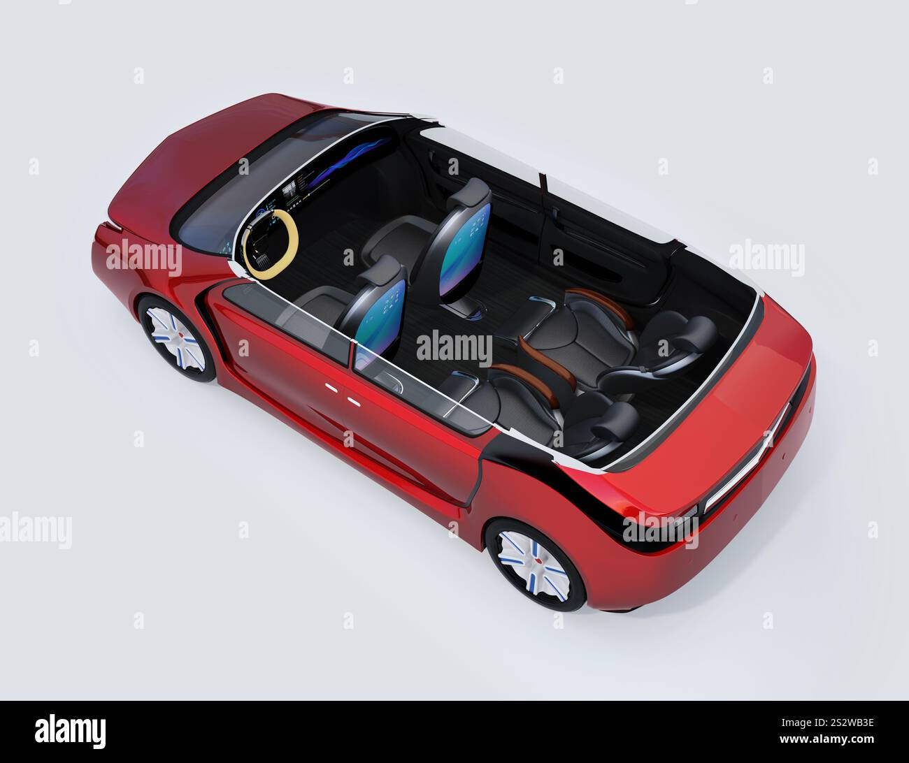 Automated vehicle layout with swivelable front seats and reclining ...