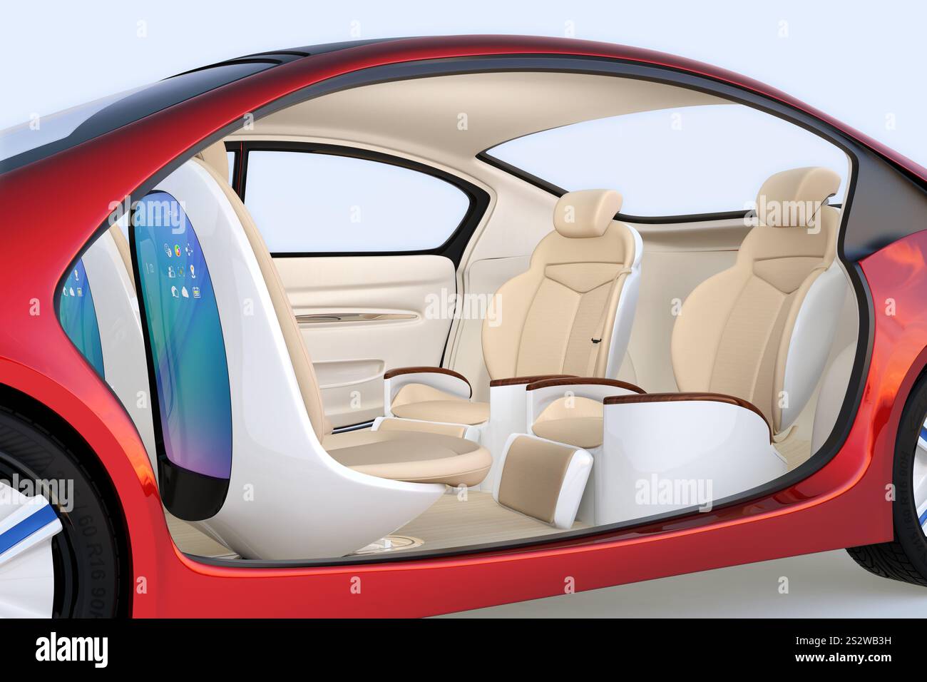 Automated vehicle layout with swivelable front seats and reclining ...