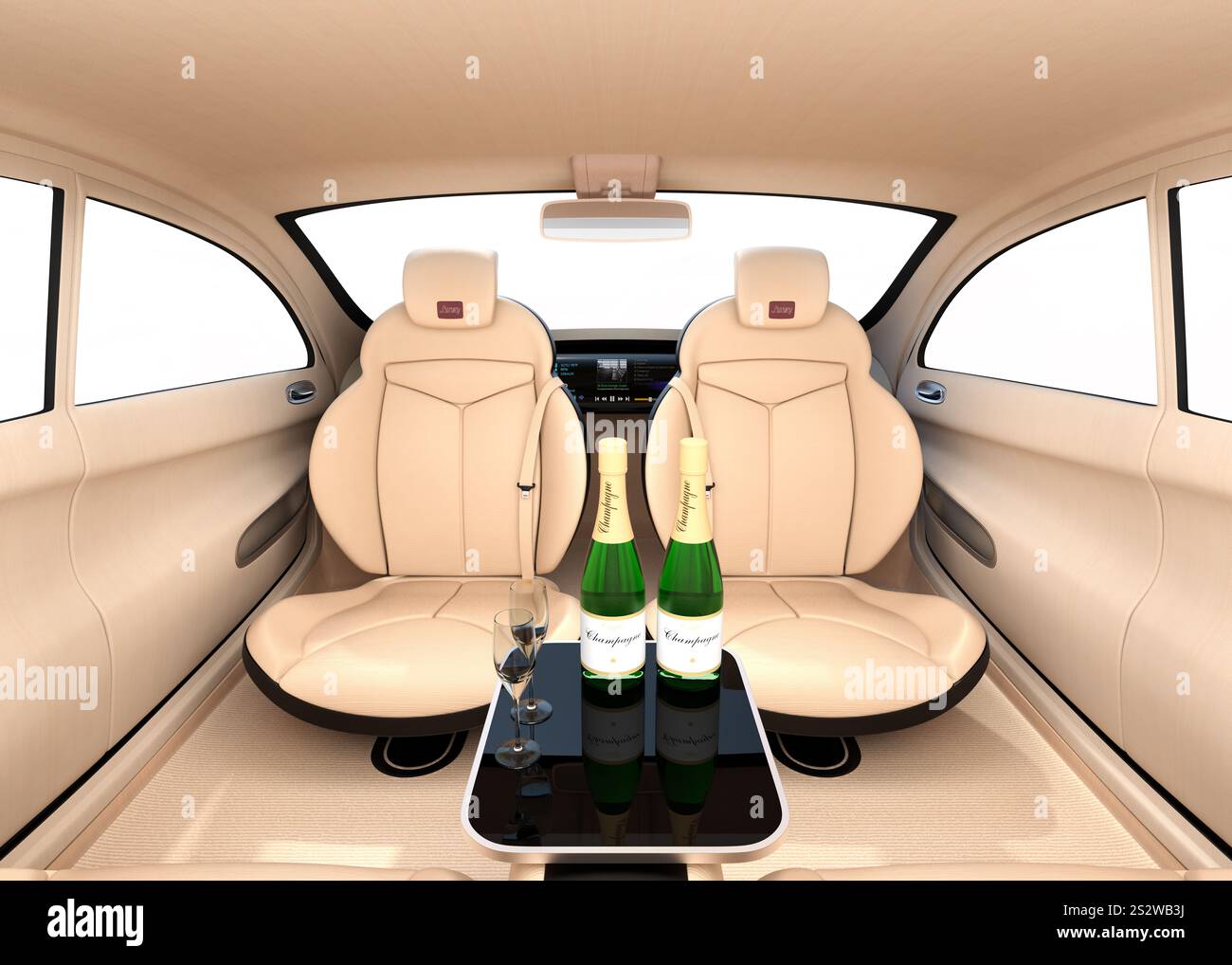 Interior image of an automated vehicle. High quality interior with ...
