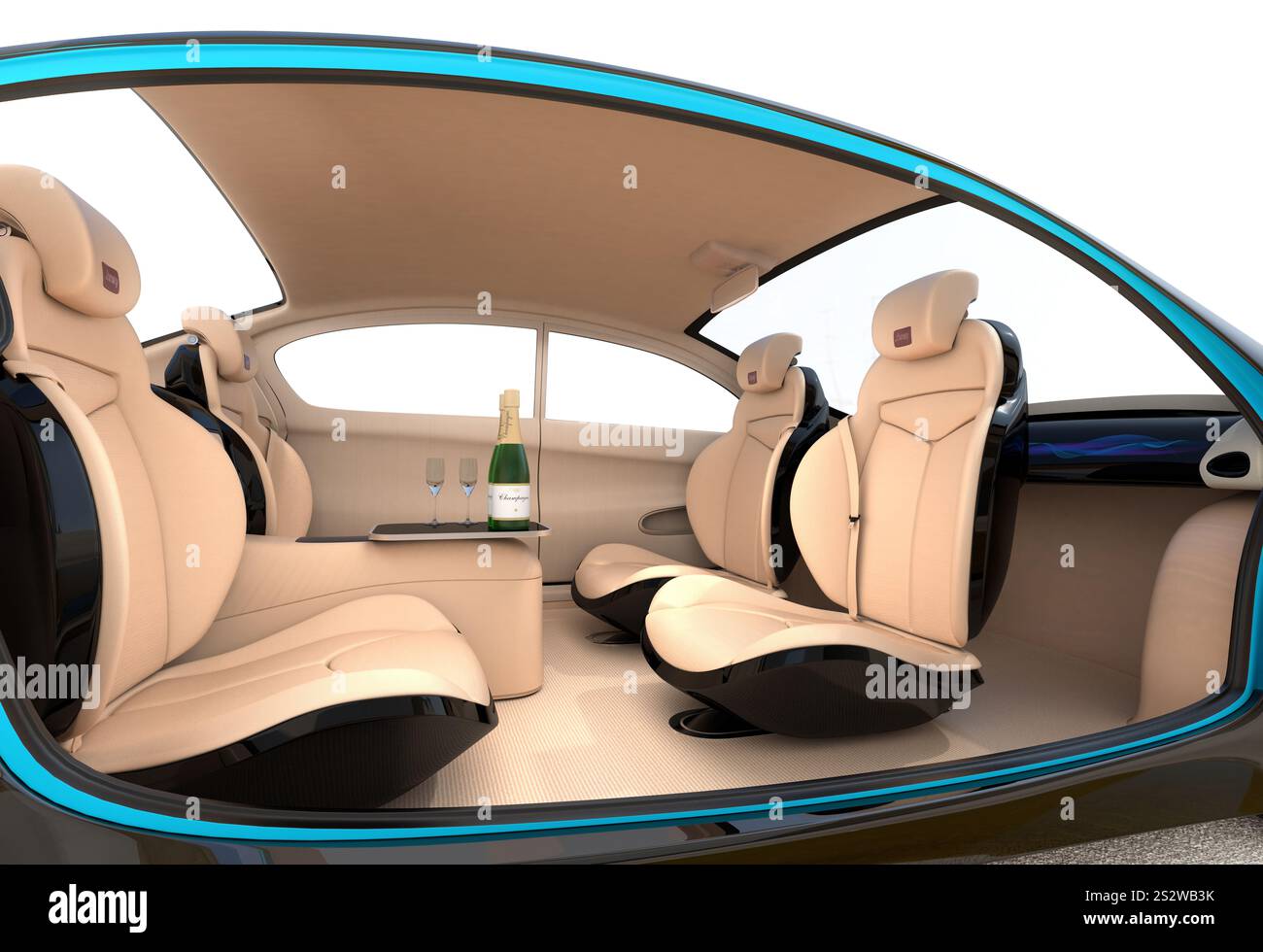 Interior image of an automated vehicle. High quality interior with ...