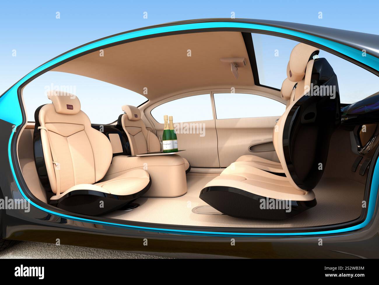 Interior image of an automated vehicle. High quality interior with ...