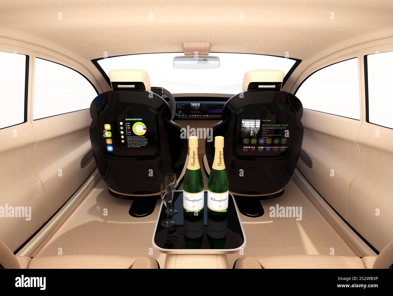 Interior image of an automated vehicle. High quality interior with ...
