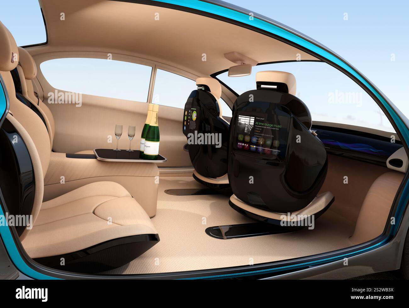 Interior image of an automated vehicle. High quality interior with ...