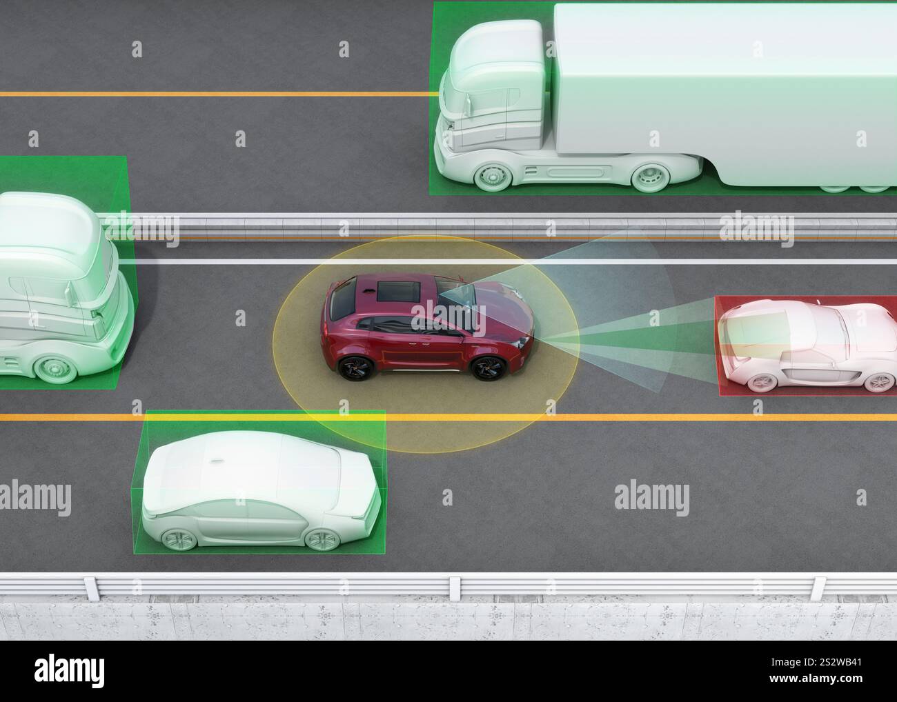 Concept image of the car's lane keeping and automatic braking system ...