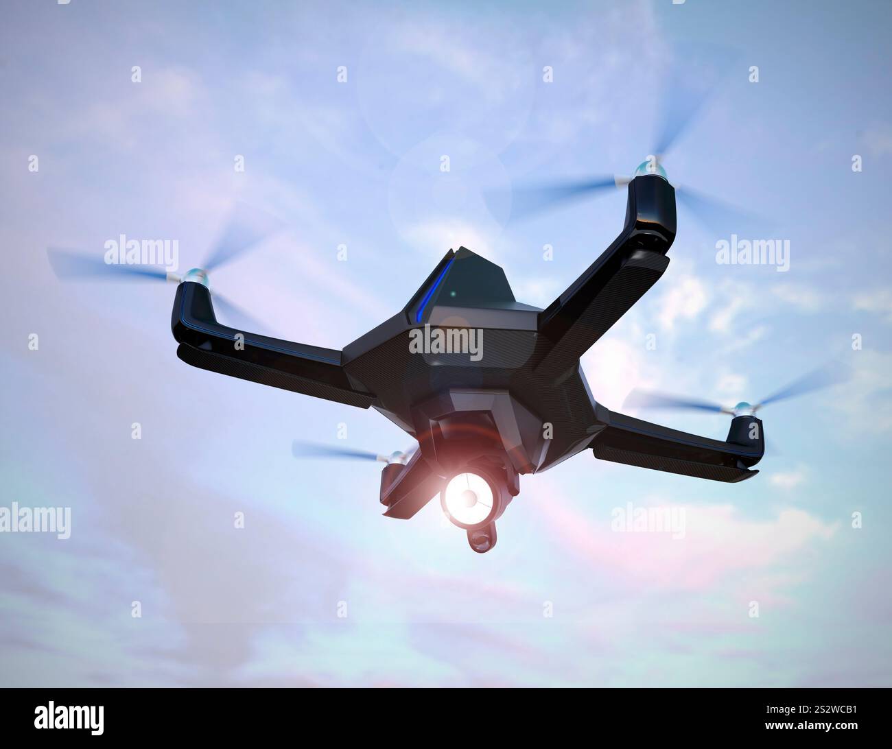 Stealth drone equipped with searchlight Stock Photo - Alamy