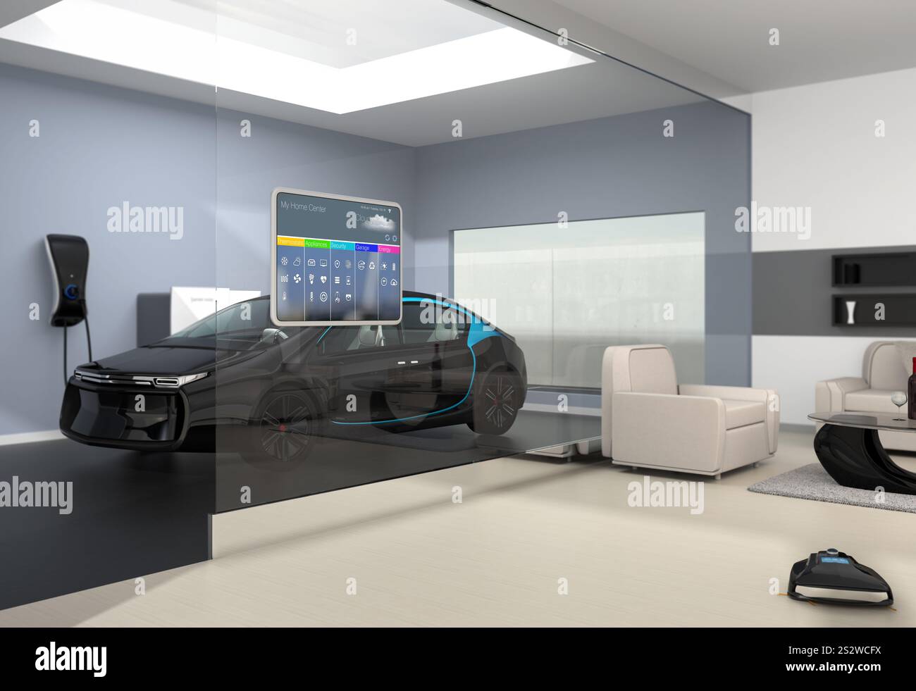 Smart home console panel concept. Touch operation for temperature ...