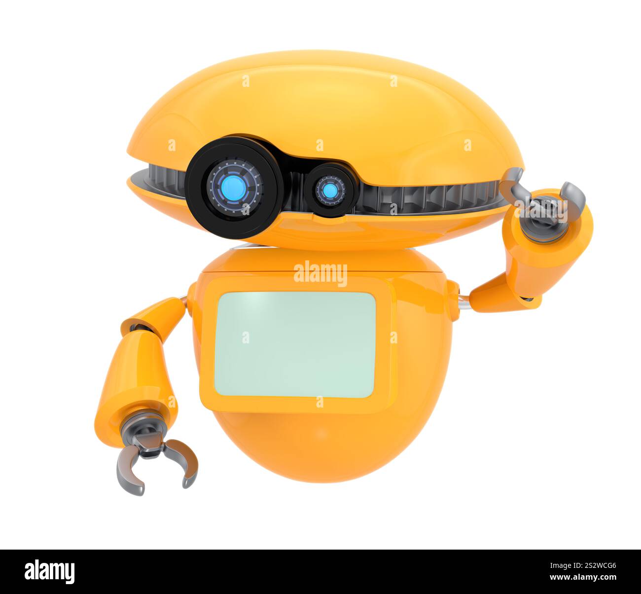 Orange robot waving hands. Original design Stock Photo - Alamy