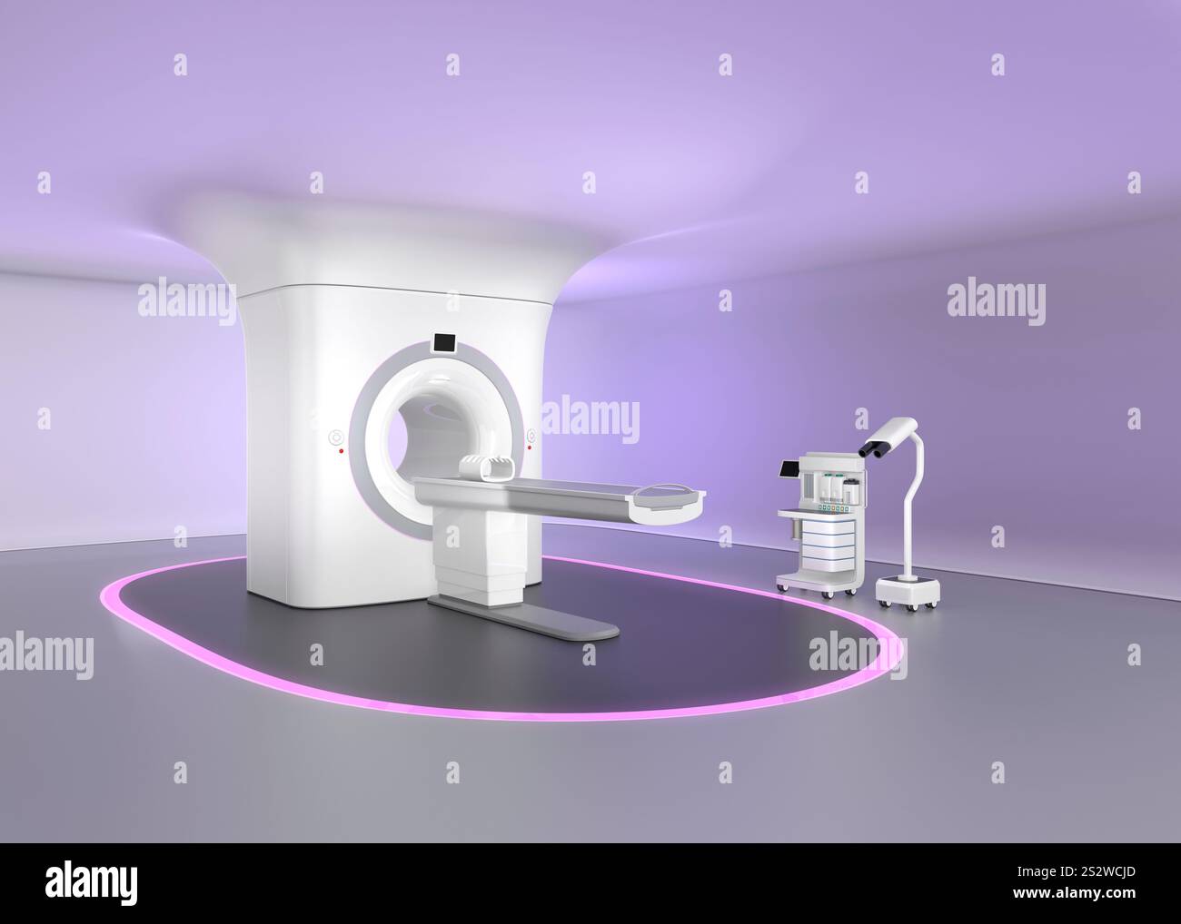 MRI room interior image. Smooth connection between the equipment and ...