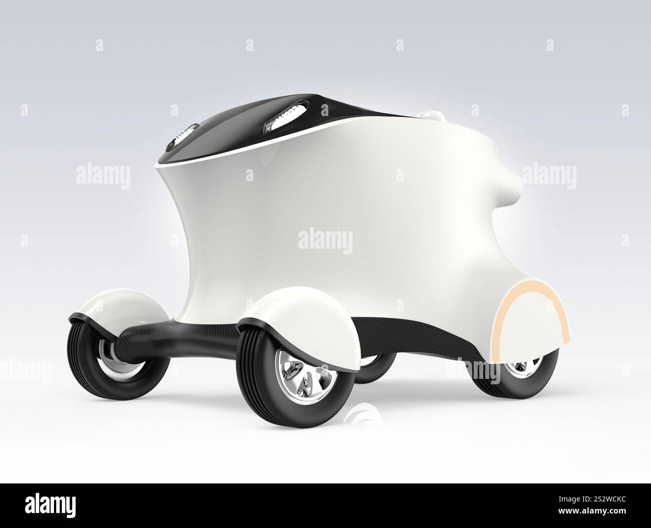 Automated delivery vehicle concept. Driving unmanned to deliver goods ...