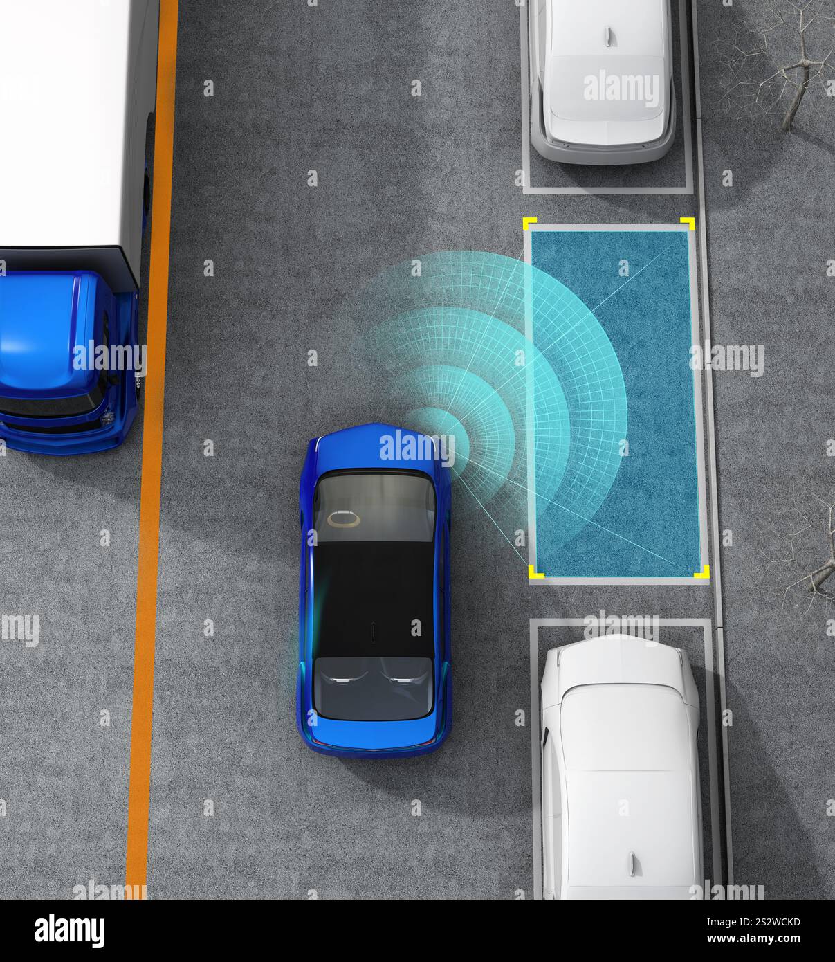 Automatic parking concept image with parking support system Stock Photo ...