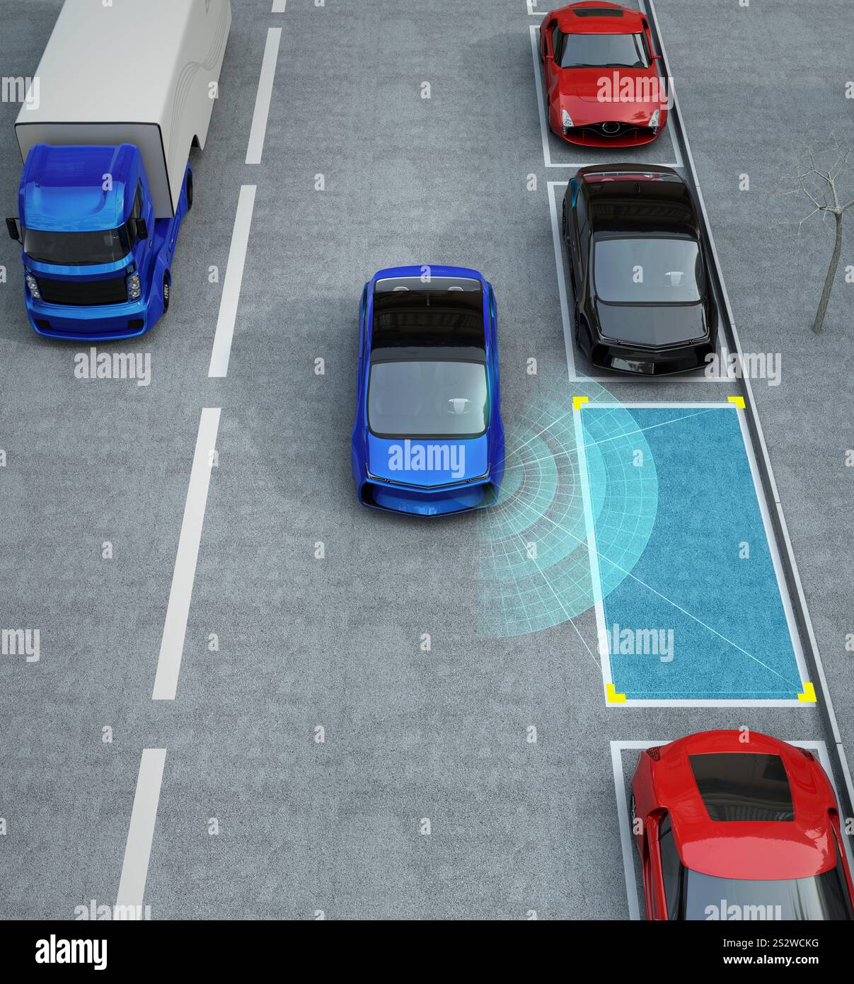 Automatic parking concept image with parking support system Stock Photo ...