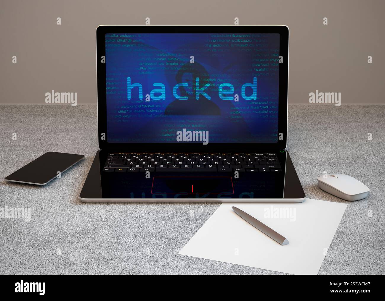 Image of hacked laptop Stock Photo - Alamy