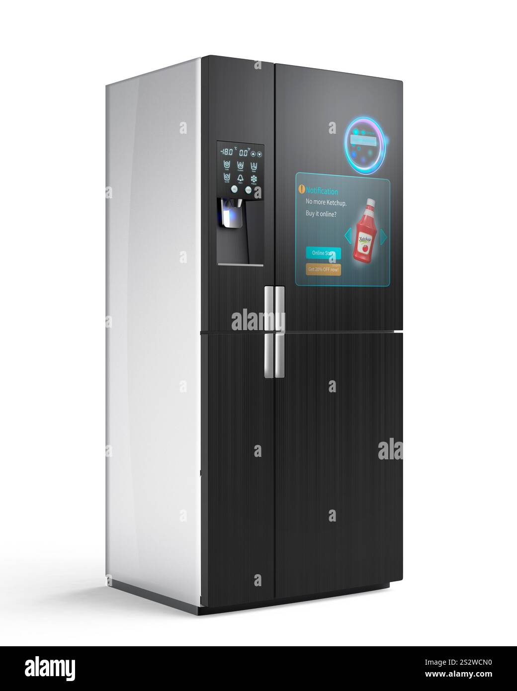 Touch screen on the door of the smart fridge, with push notifications ...