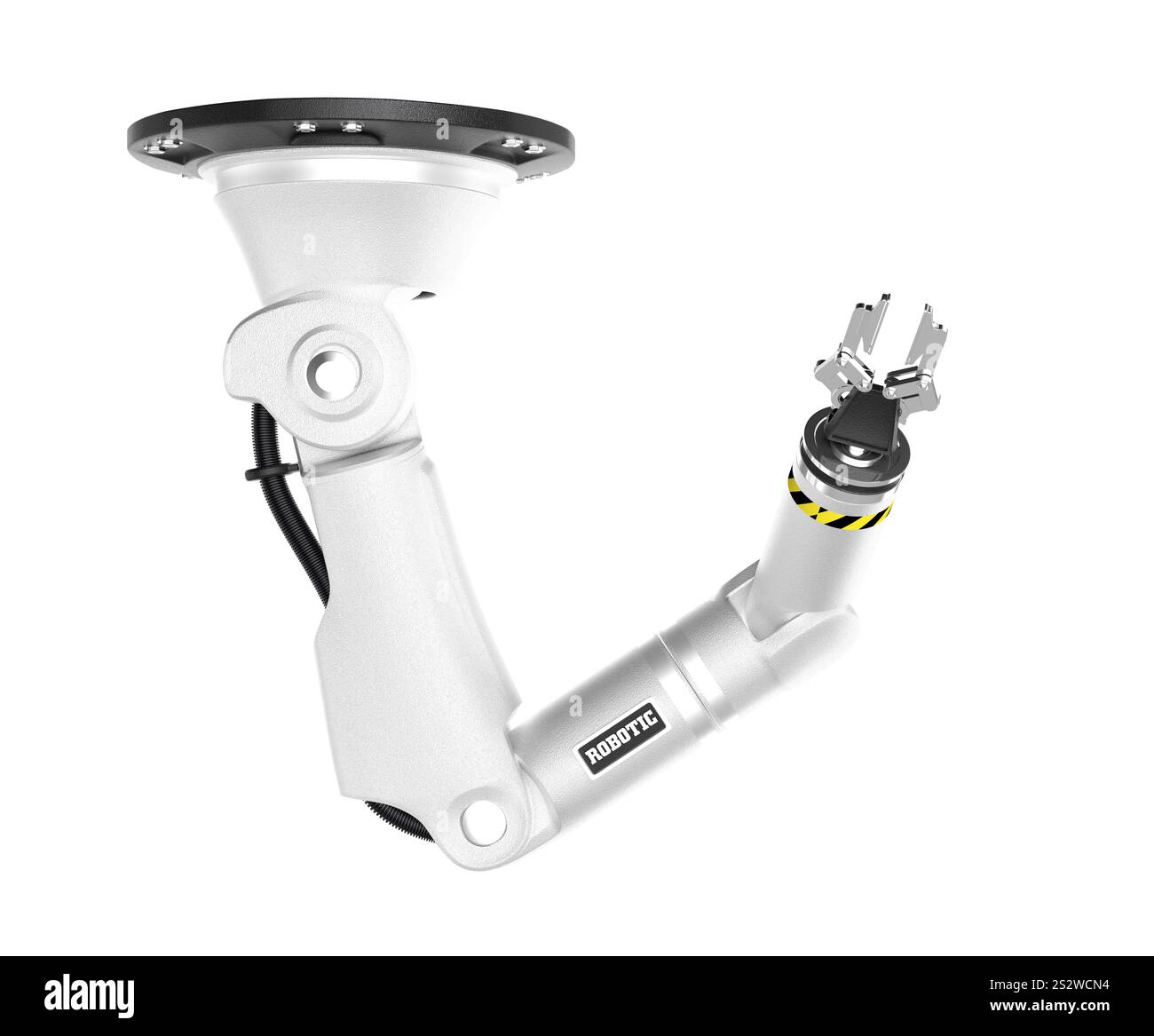 Silver ceiling-mounted robotic arm Stock Photo - Alamy