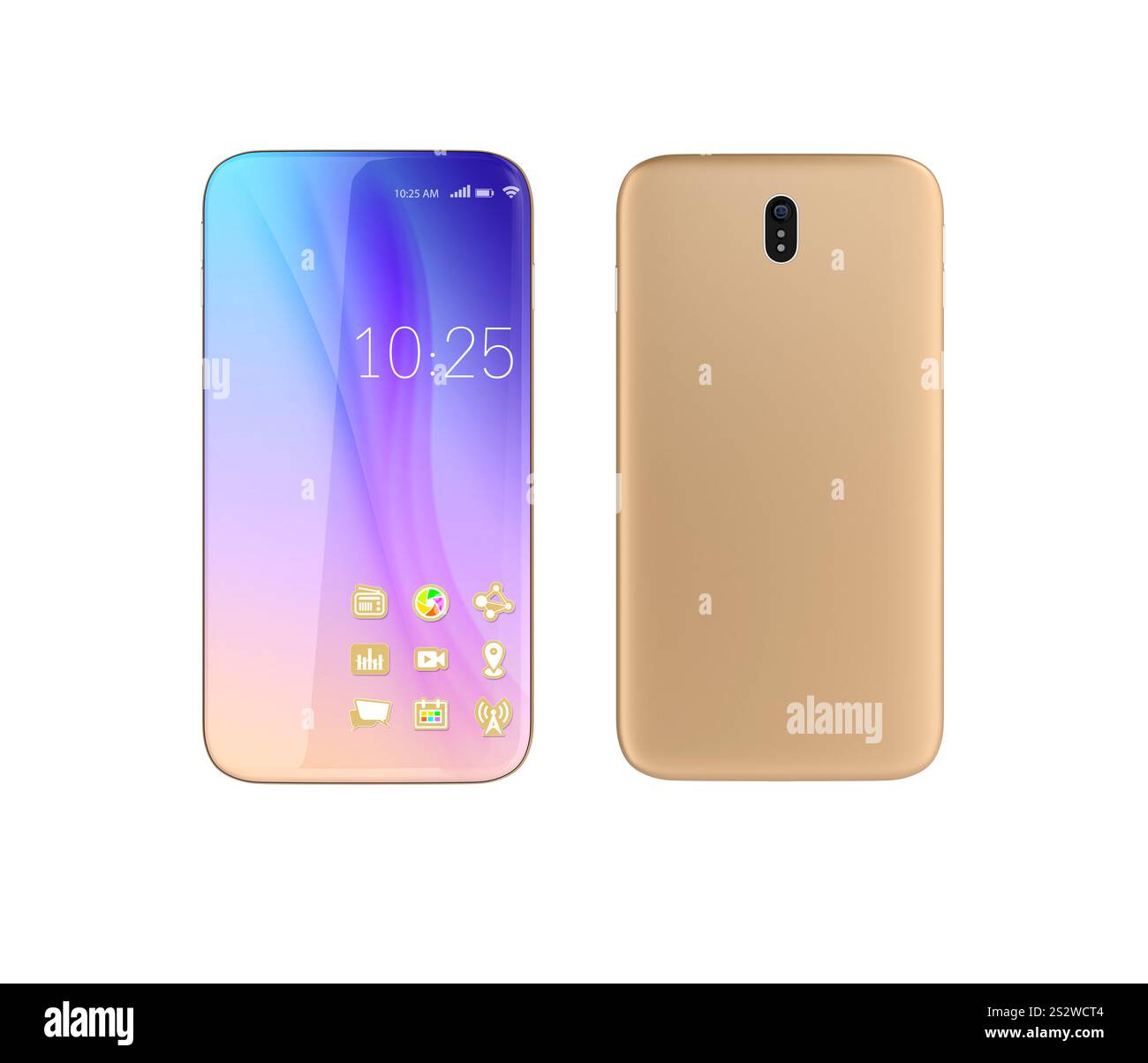 Champagne gold-coloured smartphone Stock Photo - Alamy