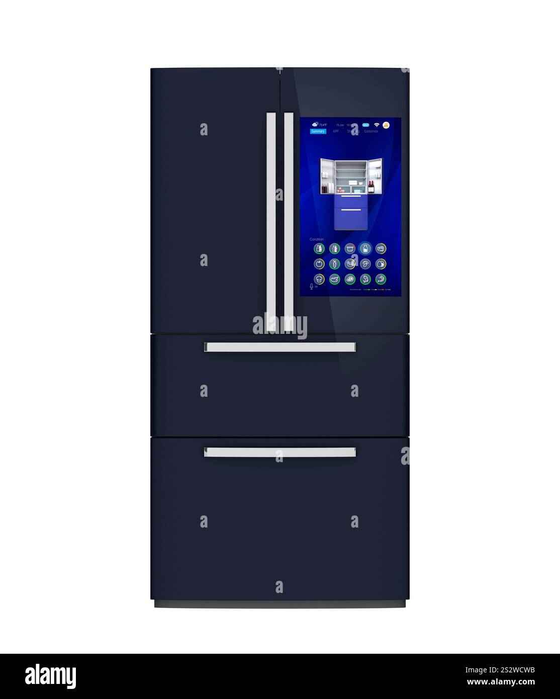 Touch screen on the door of the smart fridge to check remaining food ...