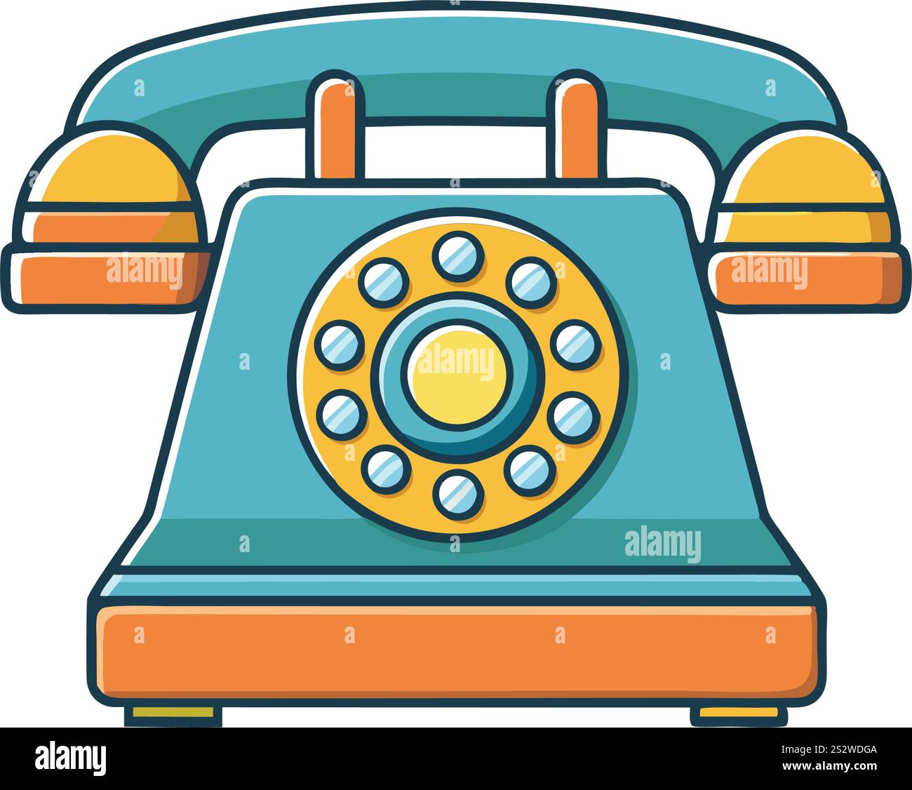 retro style telephone illustration with rotary dial and vibrant blue ...