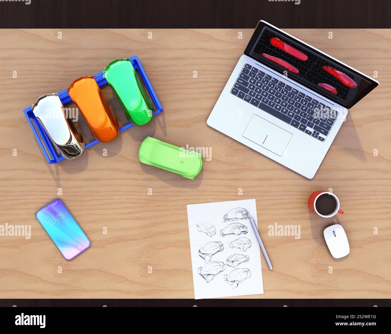 Sketch, laptop and finished evaluation sample. Concepts for explaining ...