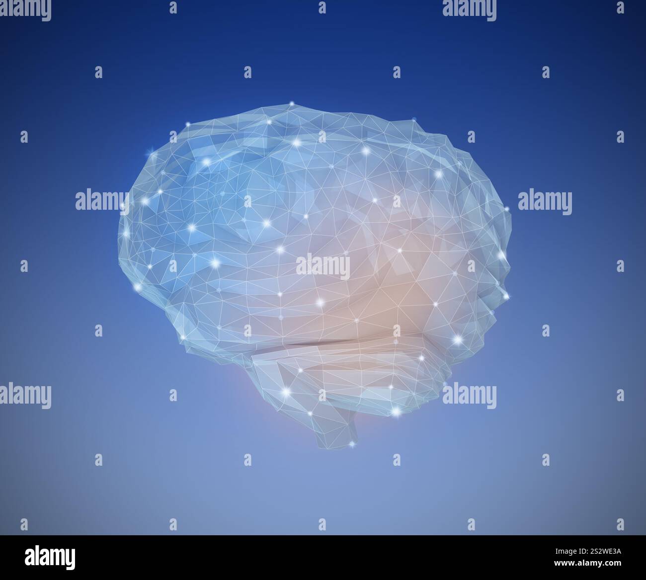 Mesh network of glowing brains. Conceptual image of artificial ...