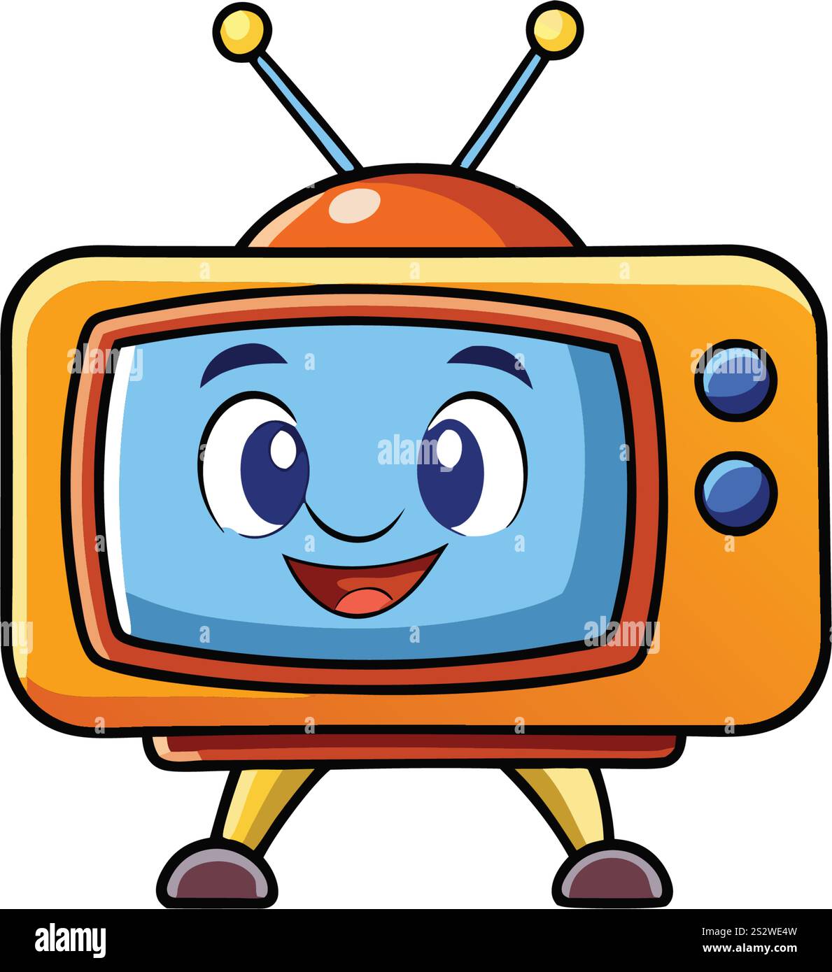adorable cartoon vintage television character with smiling face ...