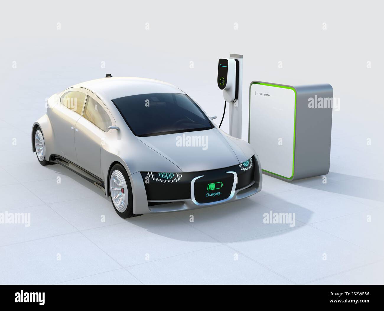 Charging status is displayed on the front of an electric vehicle during ...