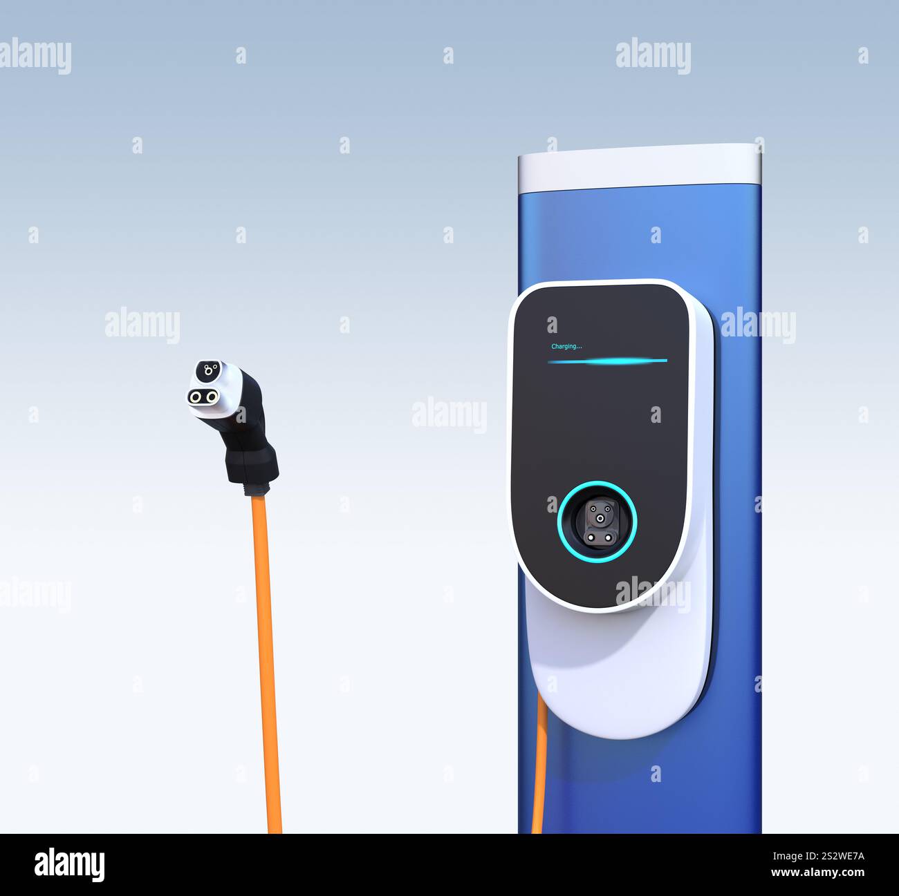 Image of EV quick charging station and charging connector Stock Photo ...