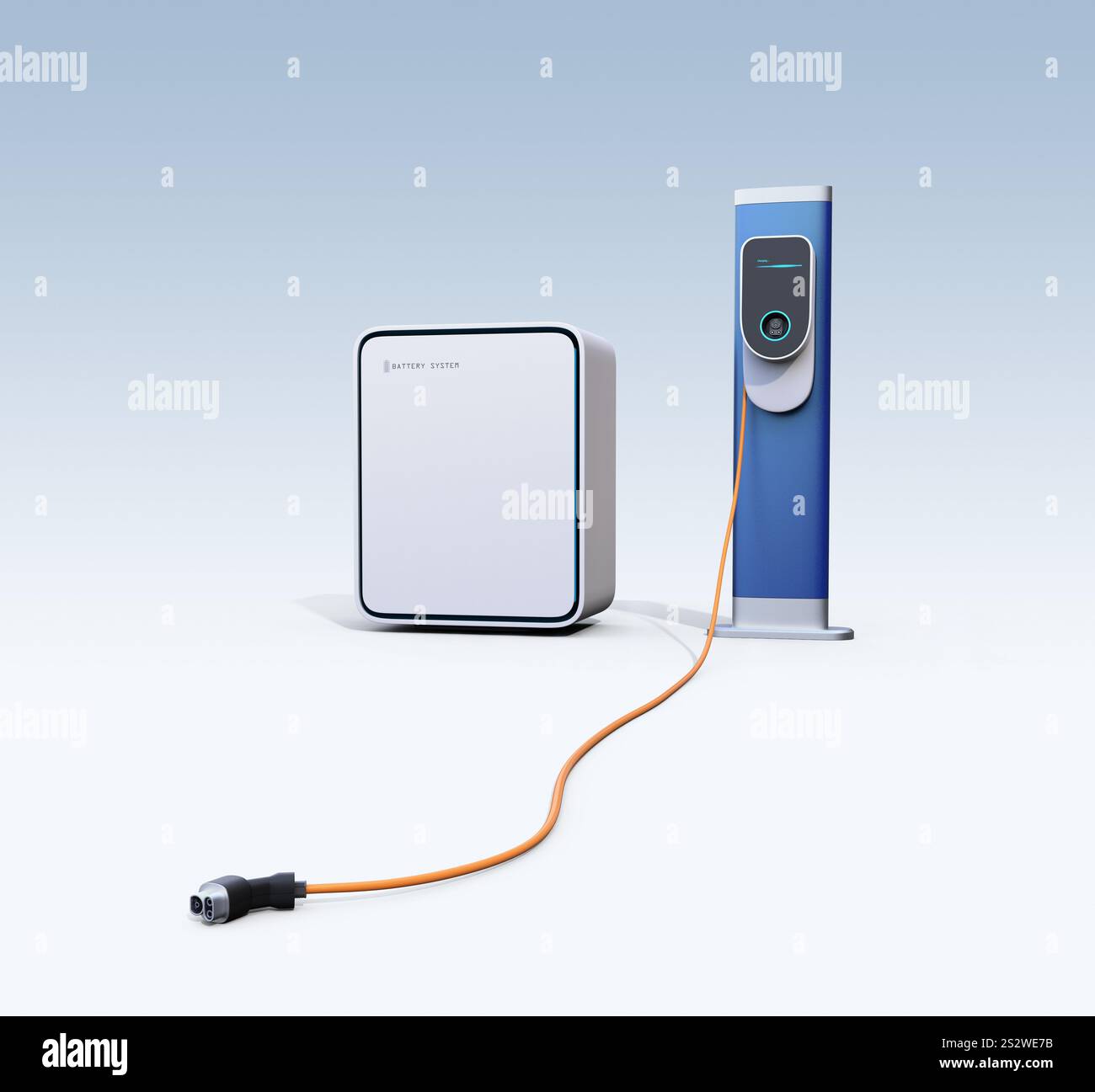 Image of EV fast-charging station, storage battery and charging ...