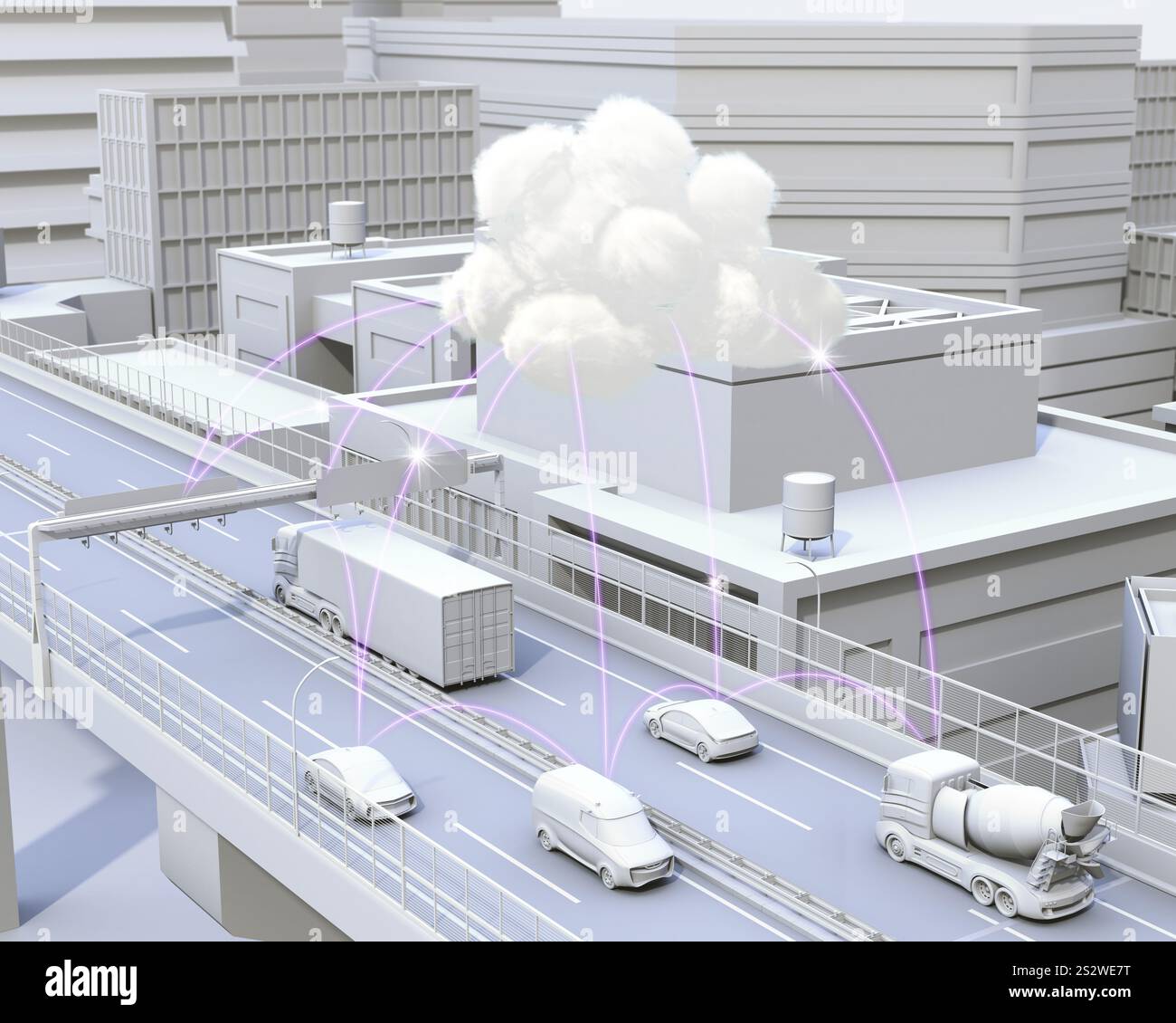 Connected car concept where cars share traffic information with each ...
