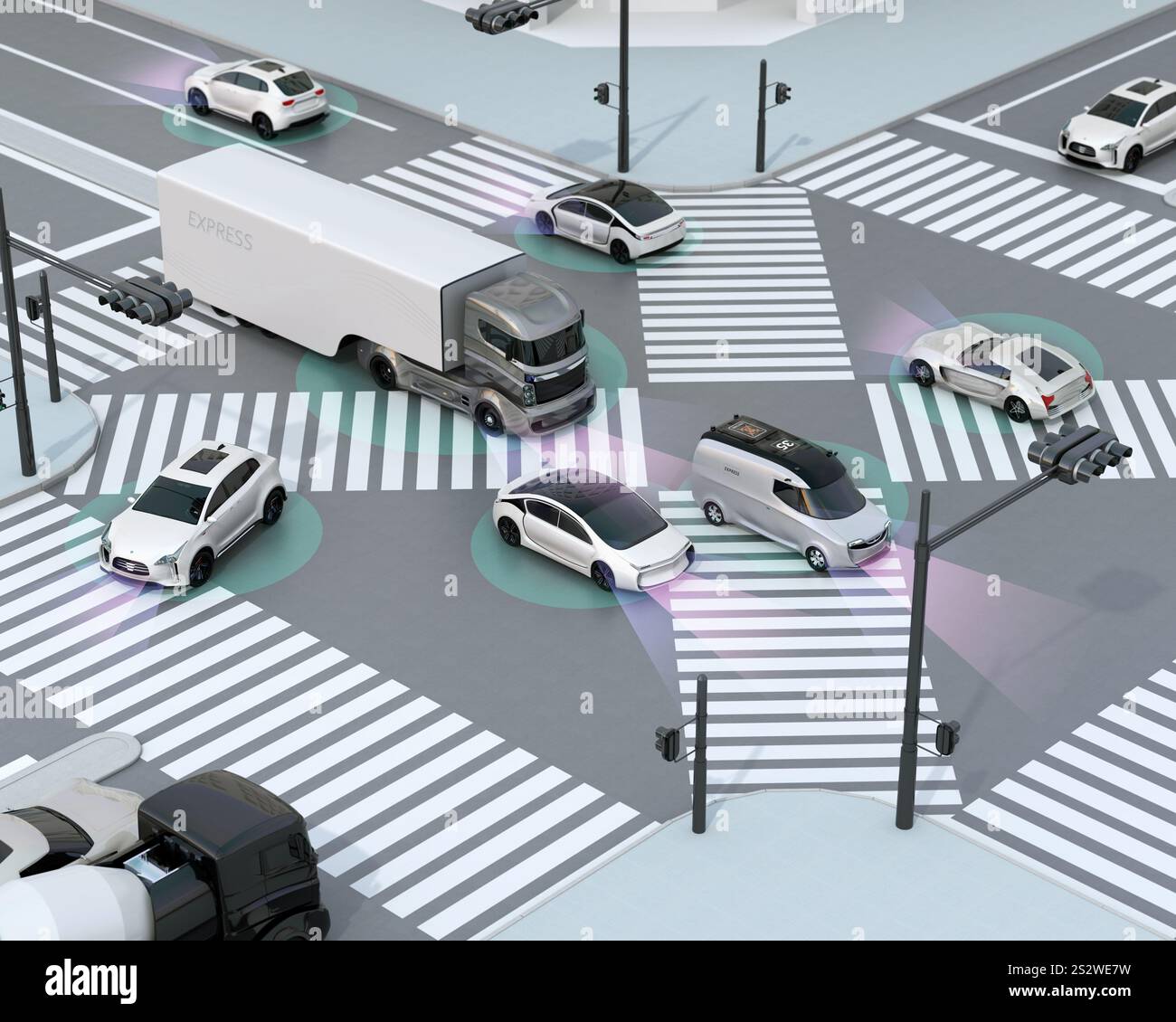 Image of a vehicle equipped with a driver assistance system travelling ...