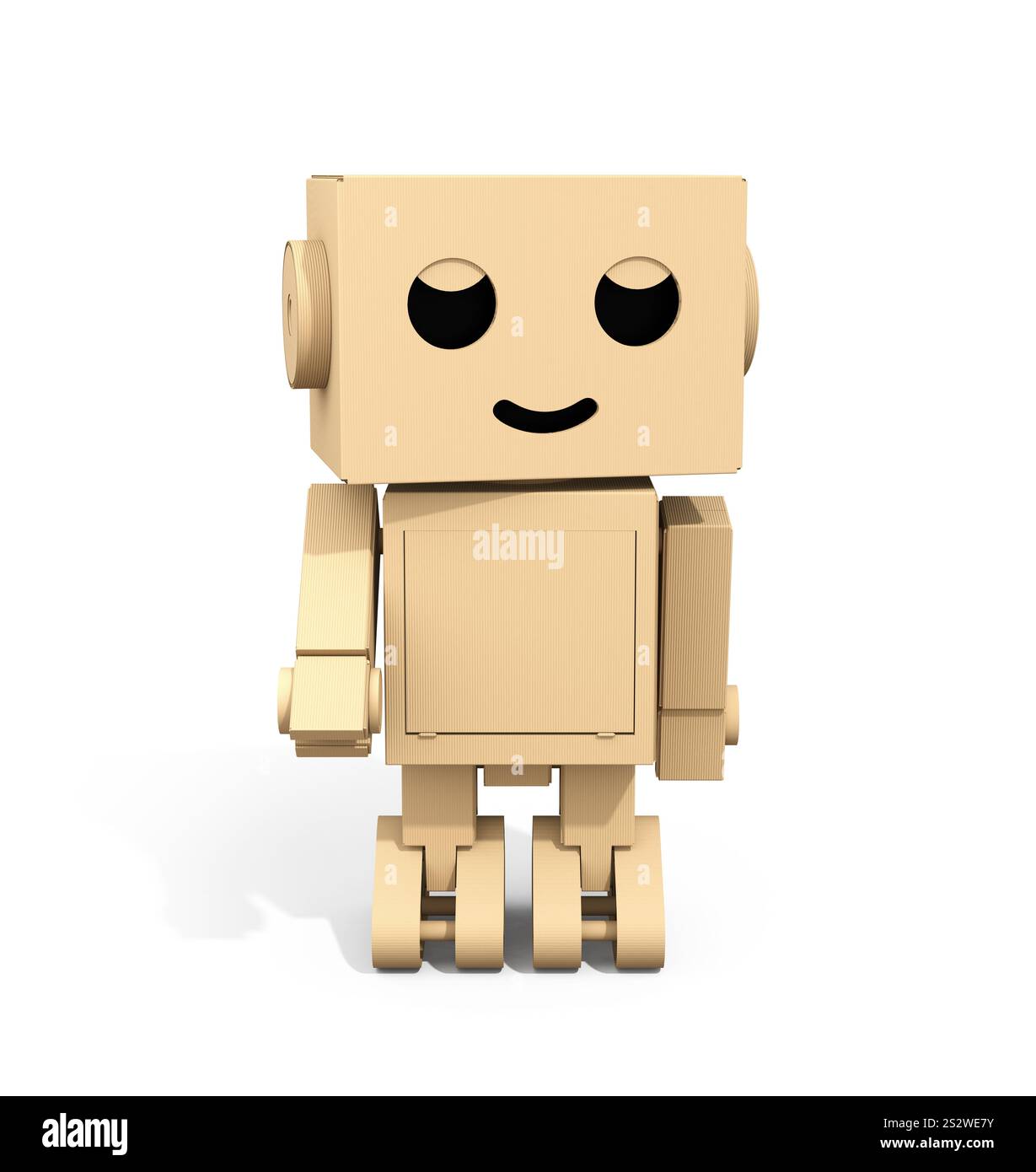 Front image of cute cardboard box robot Stock Photo - Alamy