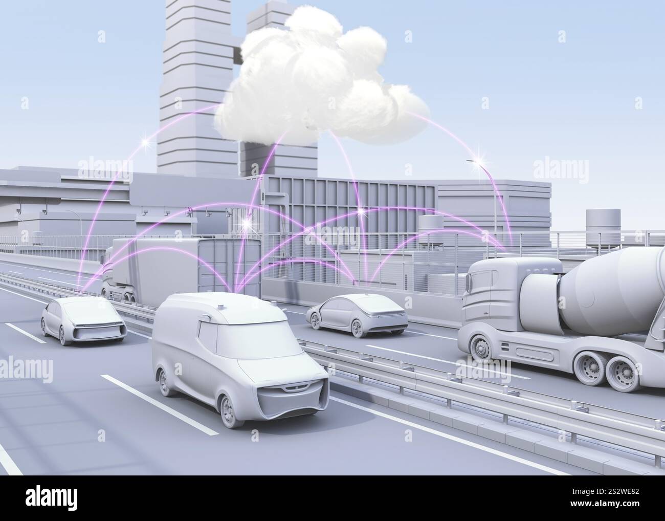 Connected car concept where cars share traffic information with each ...