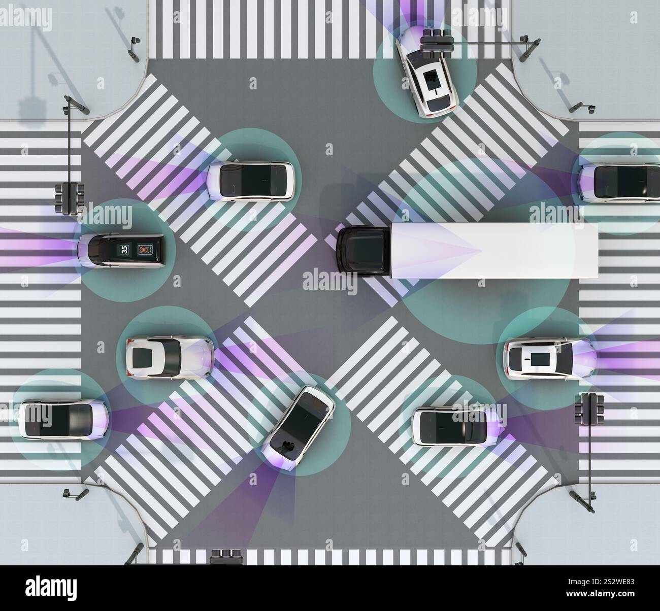 Image of a vehicle equipped with a driver assistance system travelling ...
